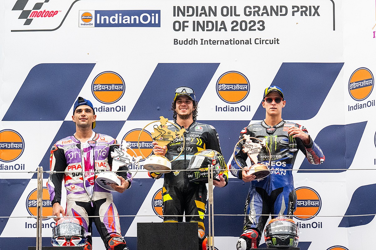 MotoGP Indian GP: Bezzecchi dominates as Bagnaia crash blows title ...