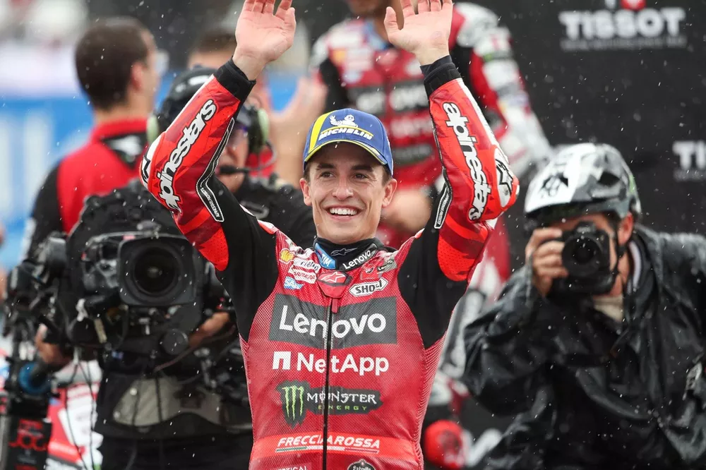 MotoGP Spanish GP: Marc Marquez wins chaotic sprint despite crashing