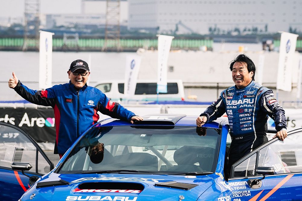 ”スバル”のモリゾウが登場！ トヨタ会長がWRX STIでいきなりデモ走行。WRCトヨタ勝田貴元もGRヤリスでJMS湧かせる