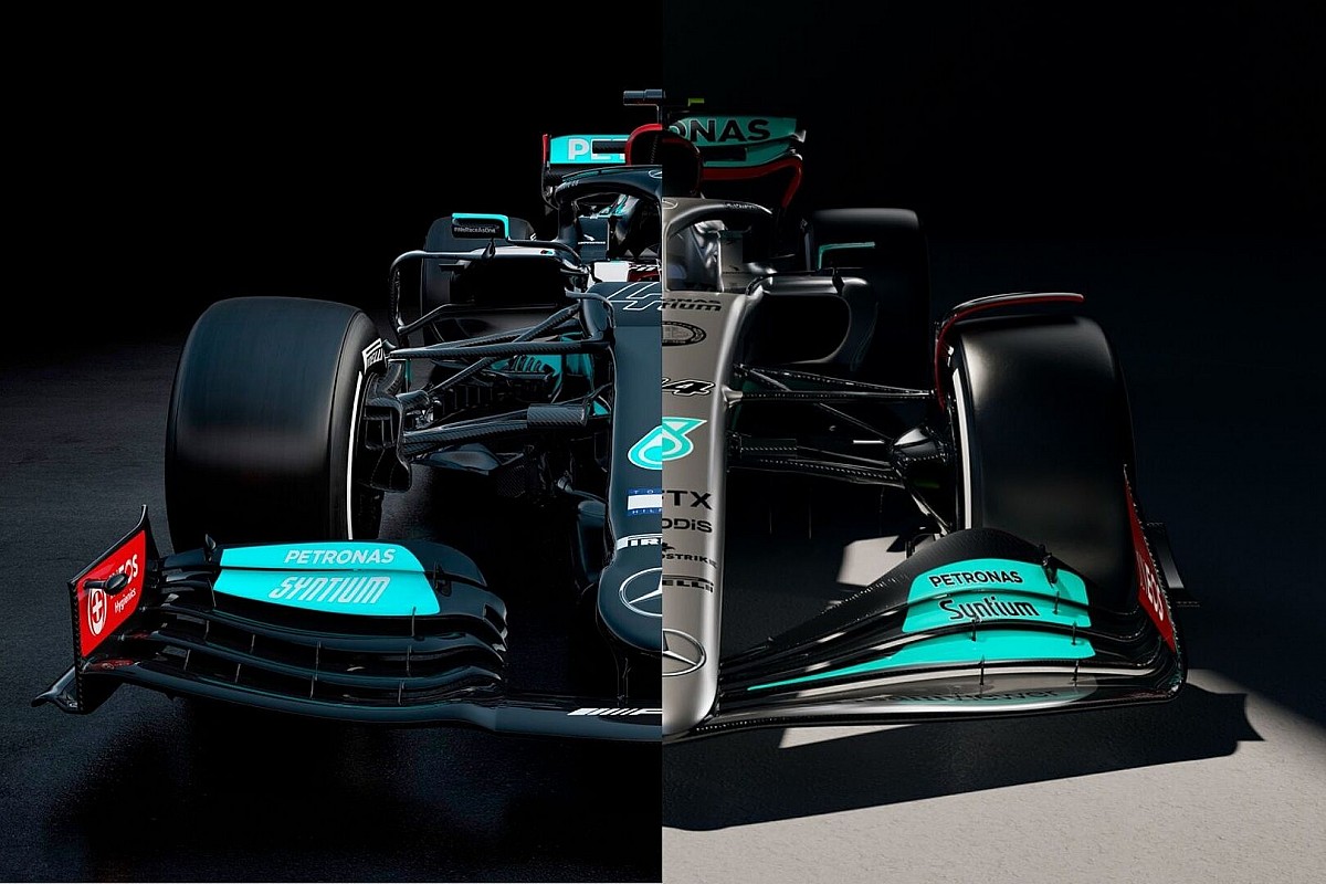 Comparación de los autos F1 Mercedes 2022 vs. 2021