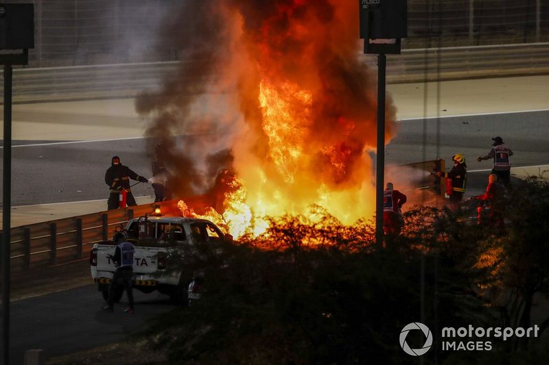 F1 photos: Romain Grosjean's Haas Bahrain fireball crash