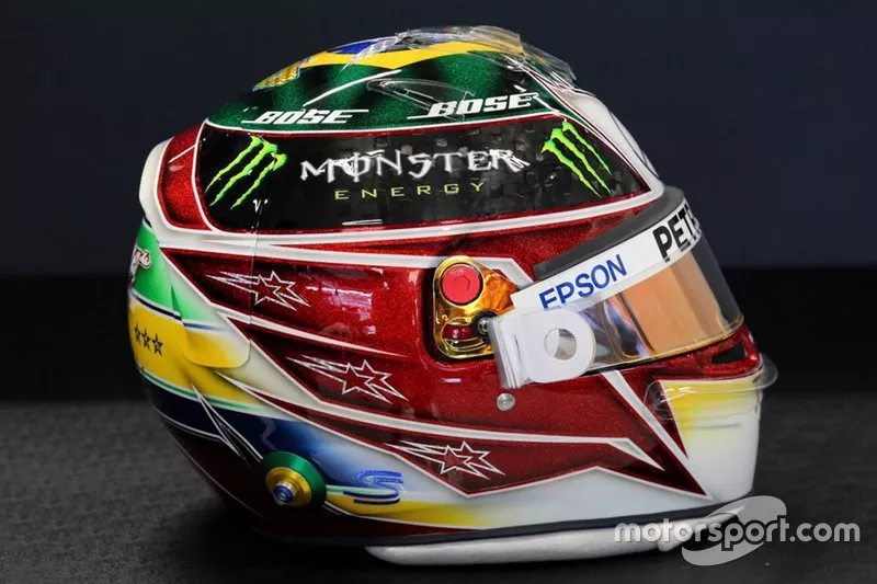 Hamilton reveals latest Senna tribute helmet