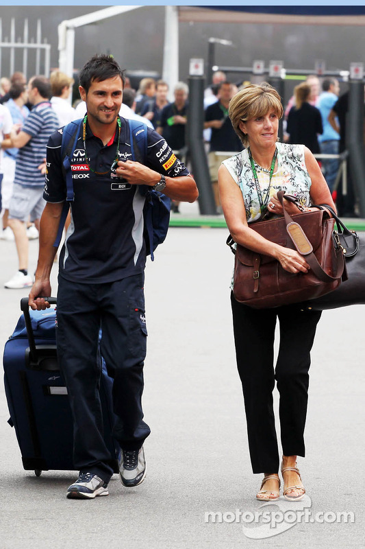 Ann Neal, partner of Mark Webber, Red Bull Racing, with Richard Conner ...