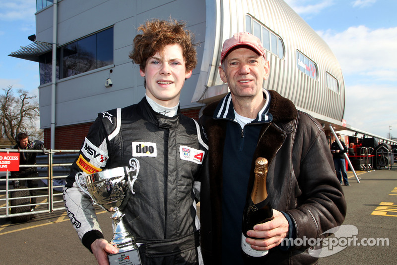 Harrison Newey and father Adrian Newey at British F4: Oulton Park